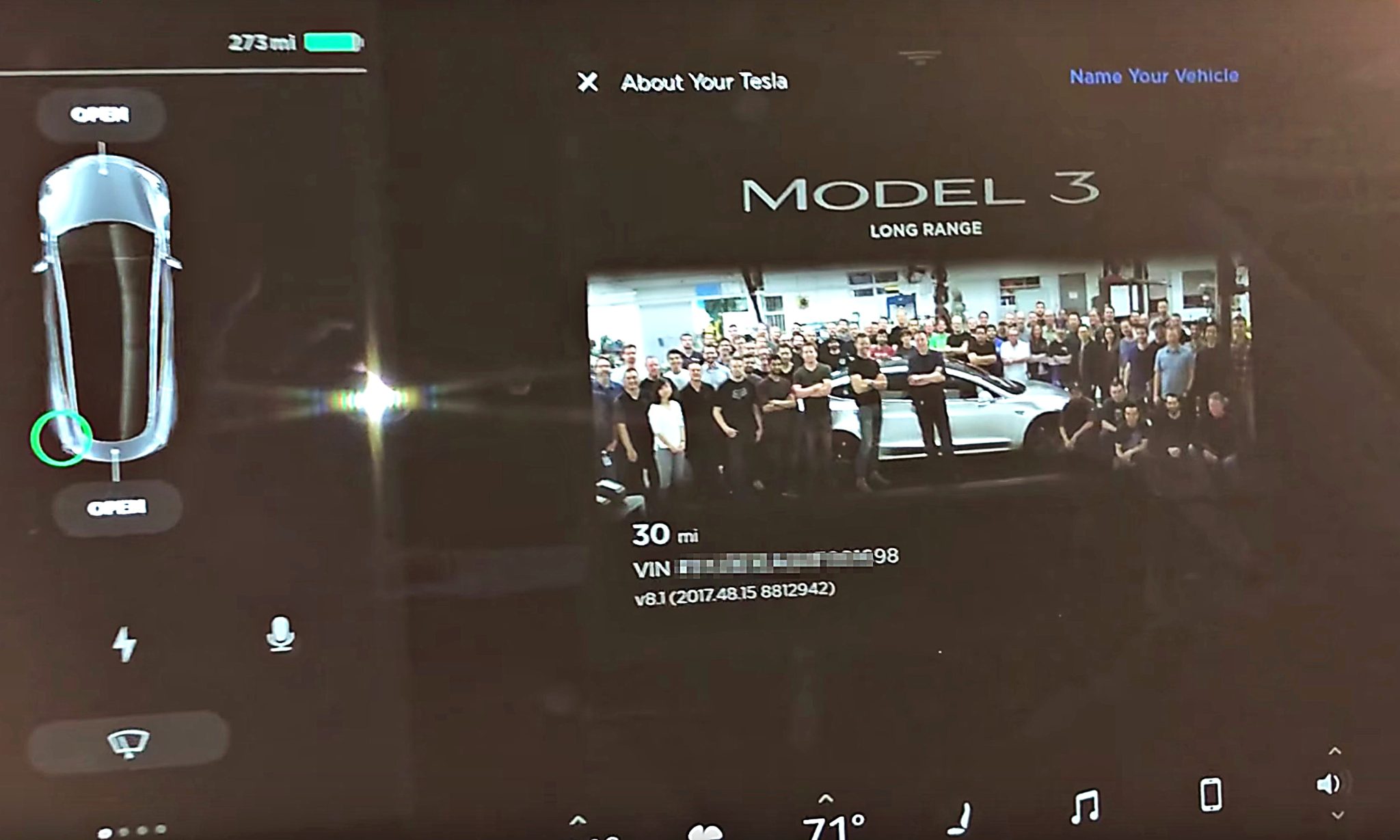 Tesla Model 3 has an Easter Egg too and it's a team photo with Elon Musk