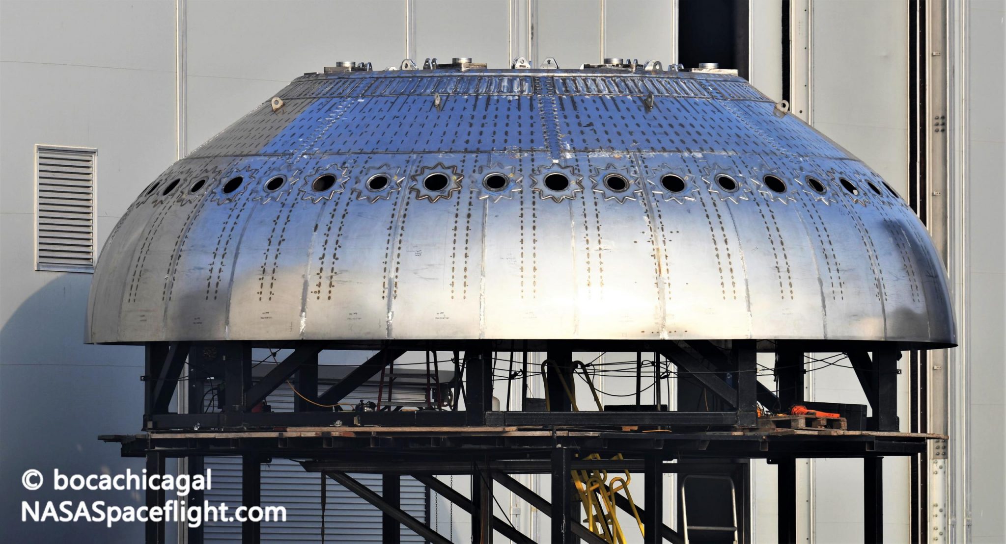 Spacex Starts Stacking Starships First Orbital Class Super Heavy Booster