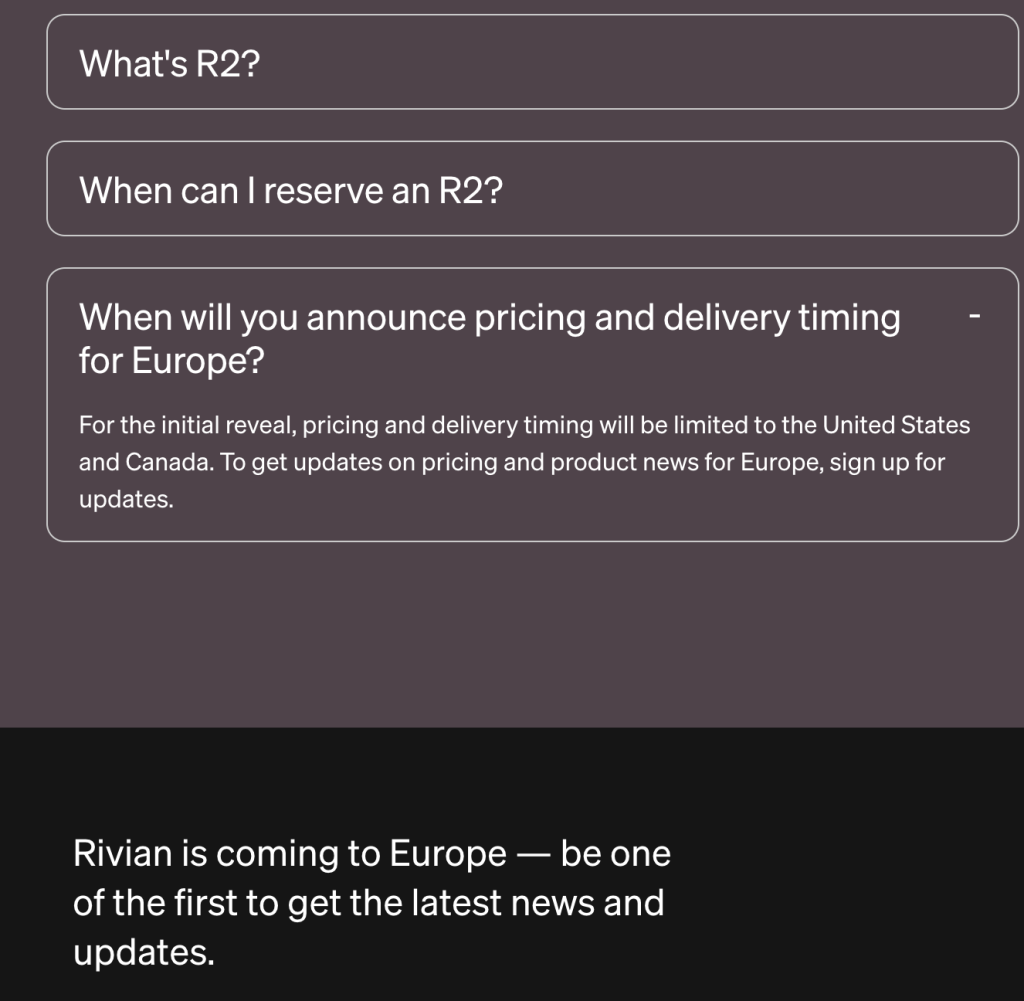 Rivian R2 will be available in Europe