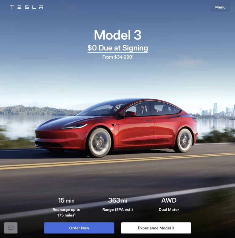 Tesla launches $0 due at signing promotion for Model 3 and Model Y